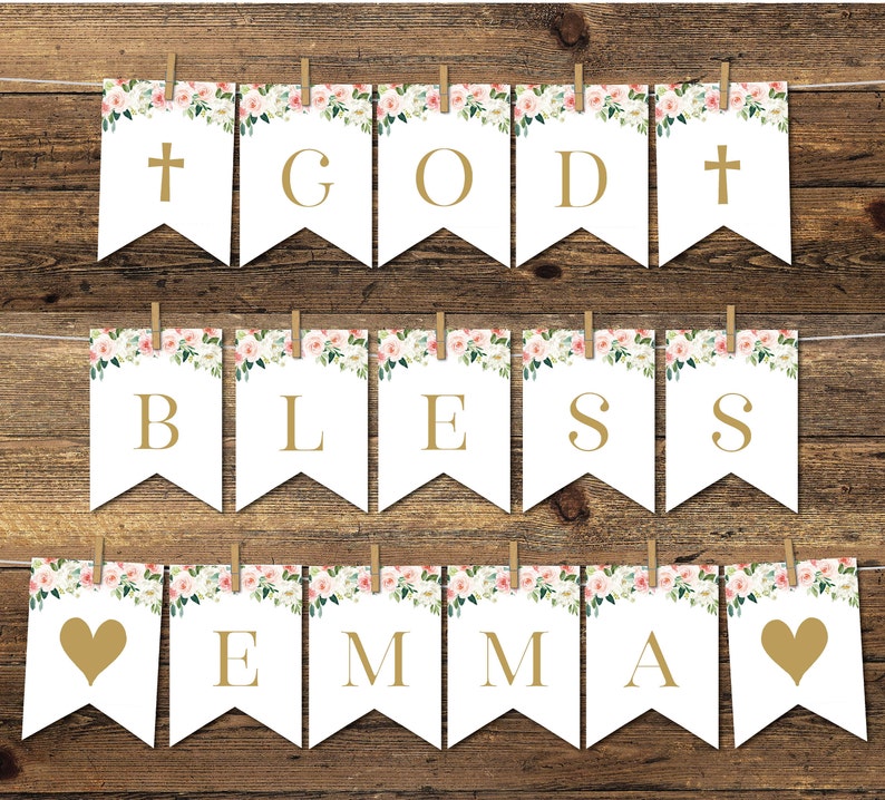God Bless Banner Baptism Banner Printable Baptism - Etsy