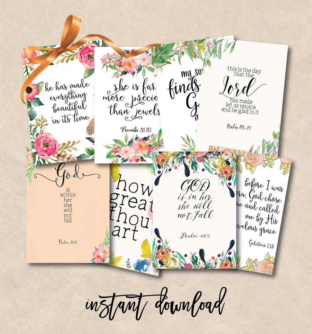 Bible Verse Gift Tags and Digital Collage Sheets. Printable Scripture ...