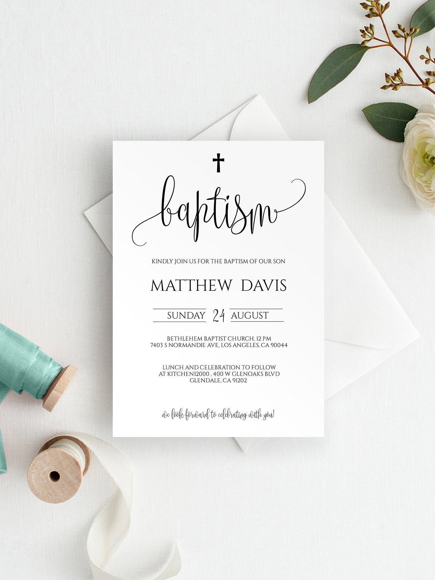 Baptism Invitation Template Baptism Boy Invitation | Etsy