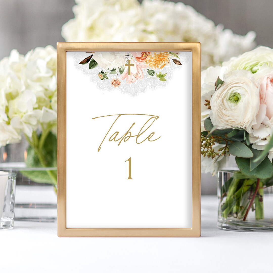 Baptism Table Decor, Baptism Table Number, Christening Decorations ...