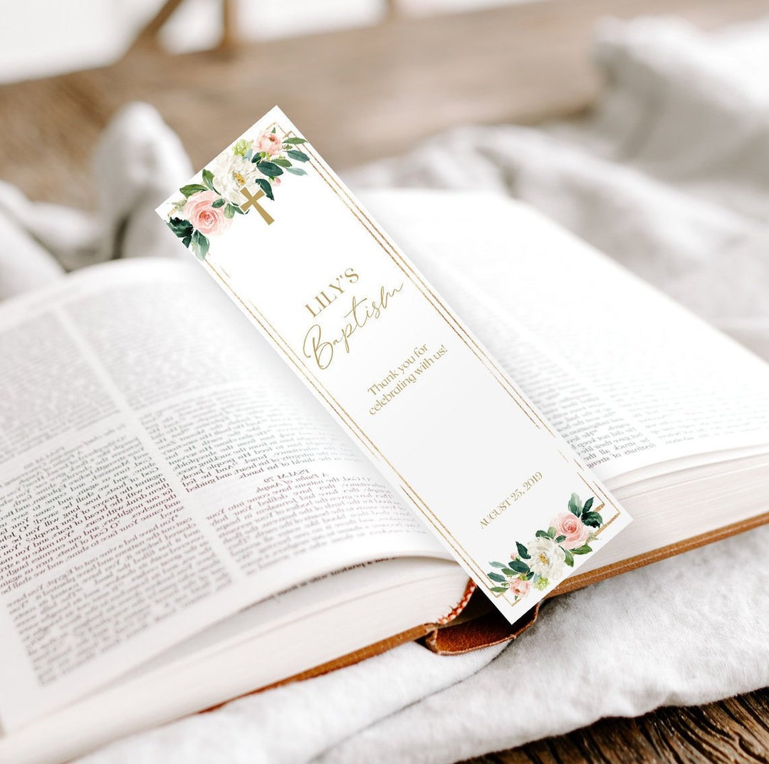 Baptism Bookmark Template, Baptism Favor, First Communion Favor ...