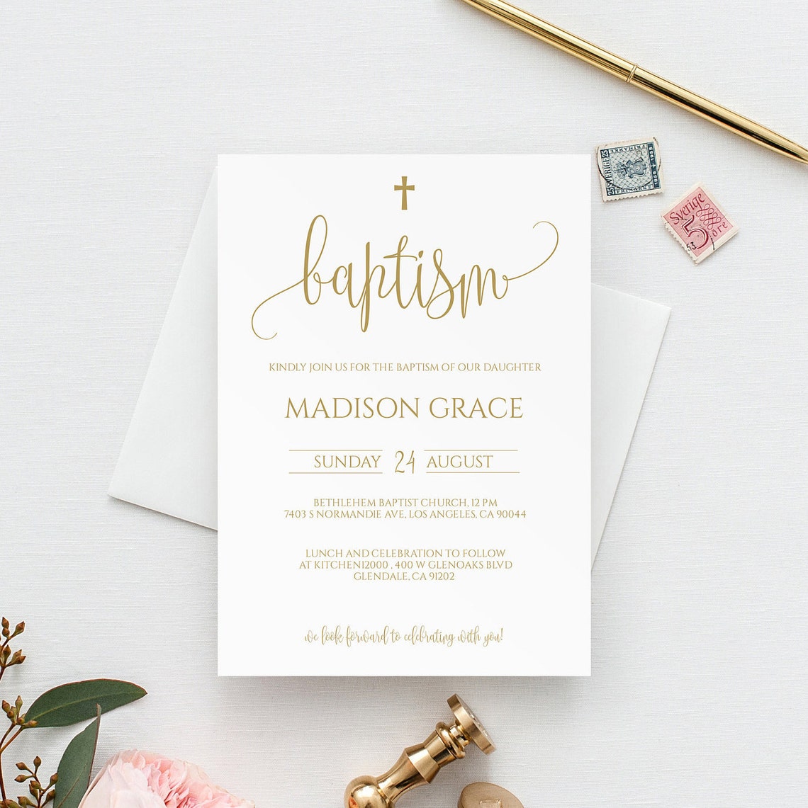 Simple Baptism Invitation Baptism Invitation Template | Etsy
