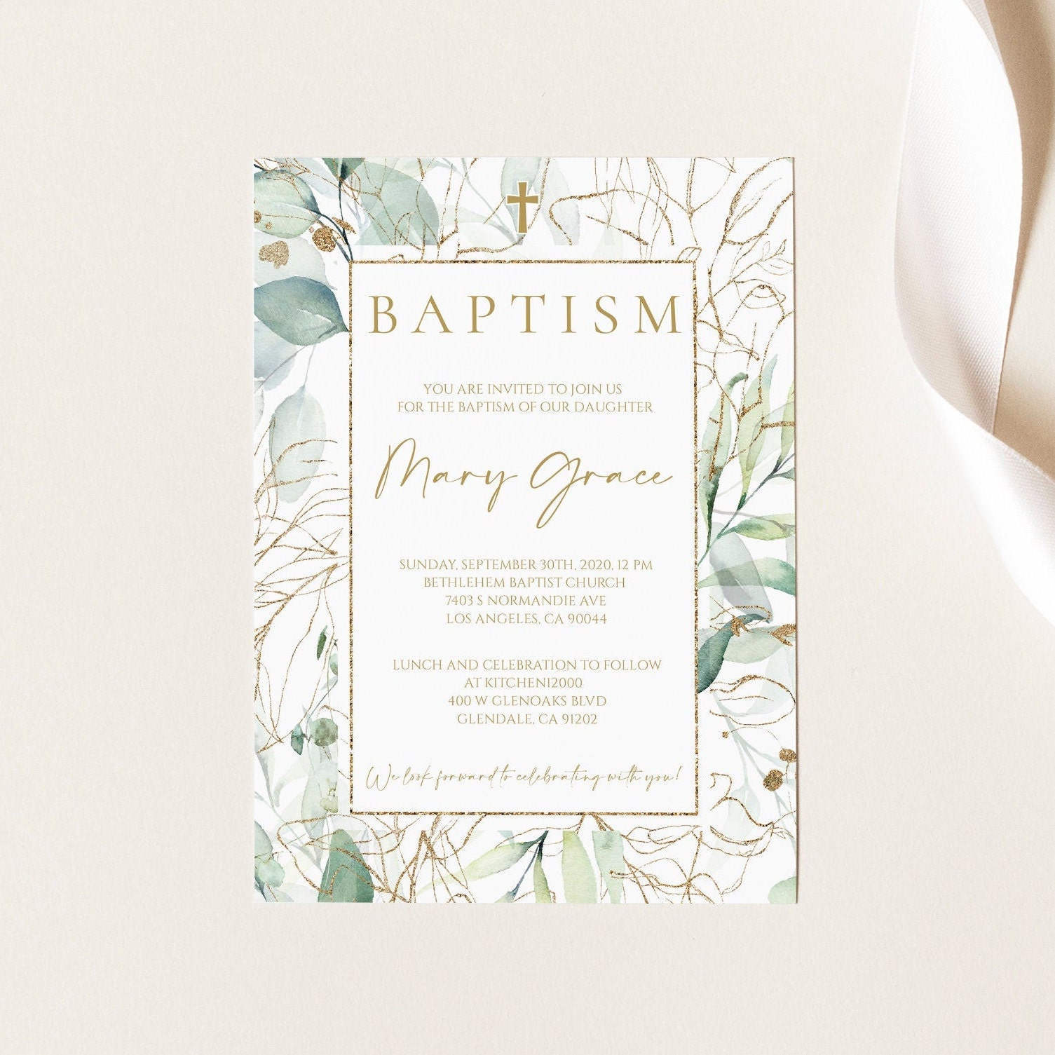 Baptism Invitation Template Christening Invite Instant | Etsy
