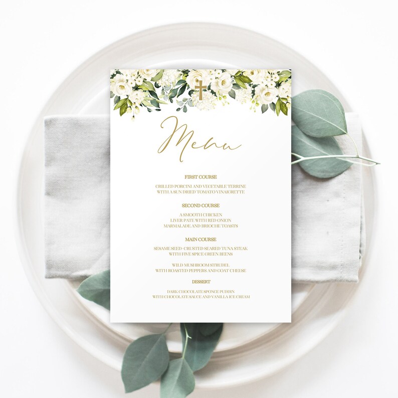 Baptism Menu Christening Menu First Communion Menu Digital | Etsy