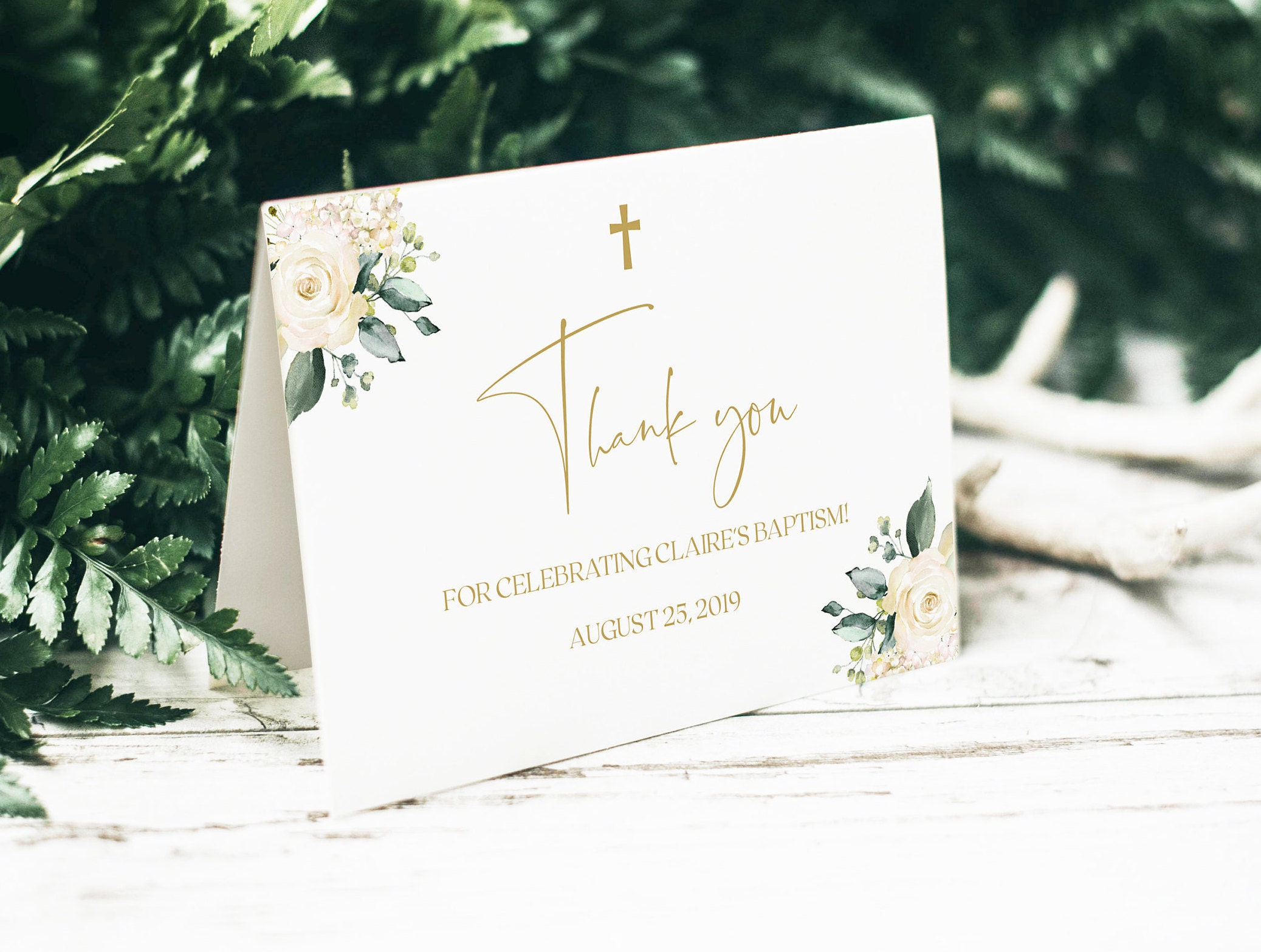 Baptism Thank You Card Thank You Card Template Christening - Etsy