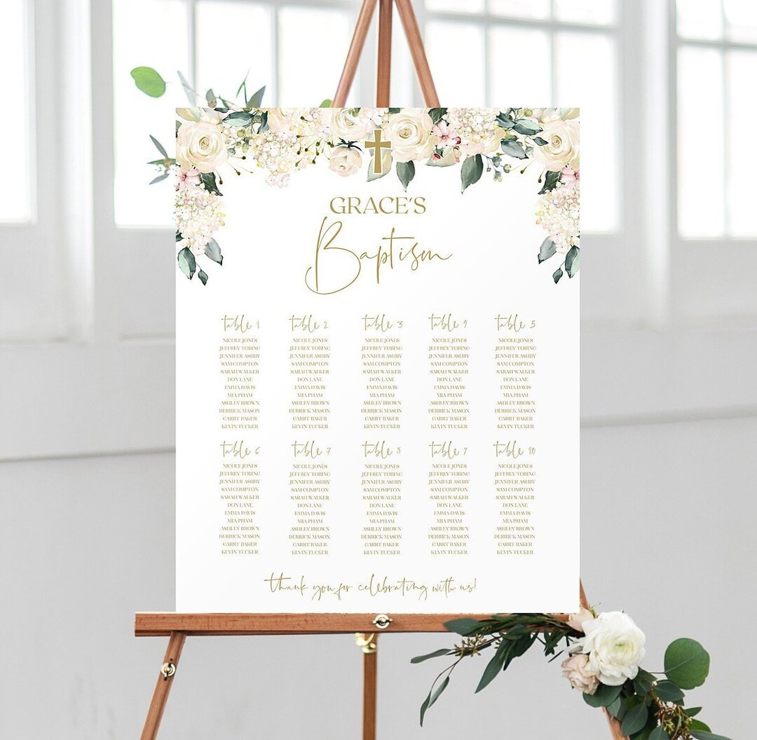 Baptism Seating Chart Template, DIY Seating Chart, Editable Seating ...
