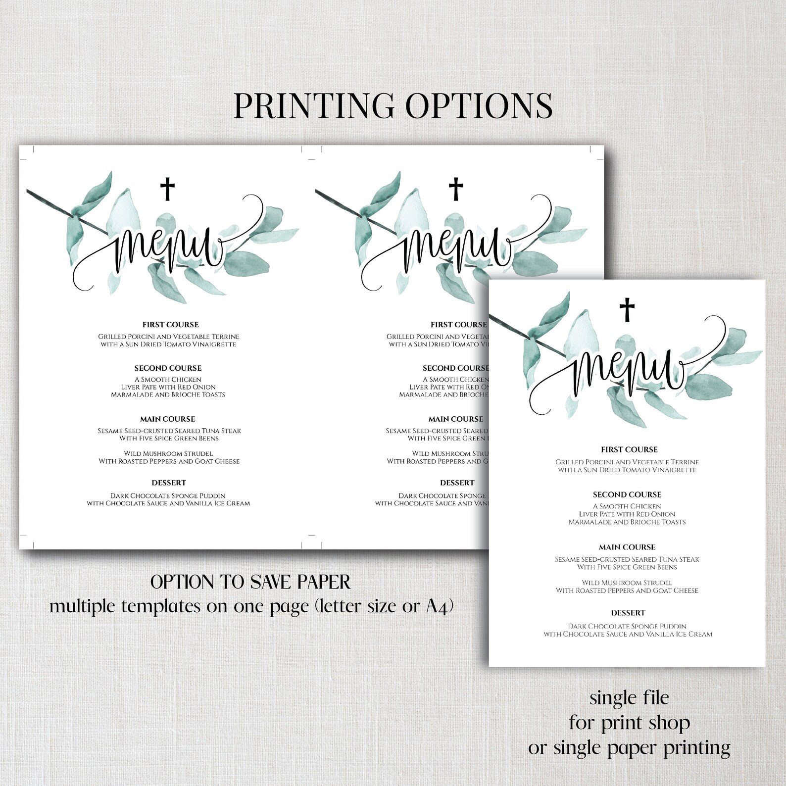 Menu for Baptism, Instant Download, Greenery Baptism Menu, Christening ...