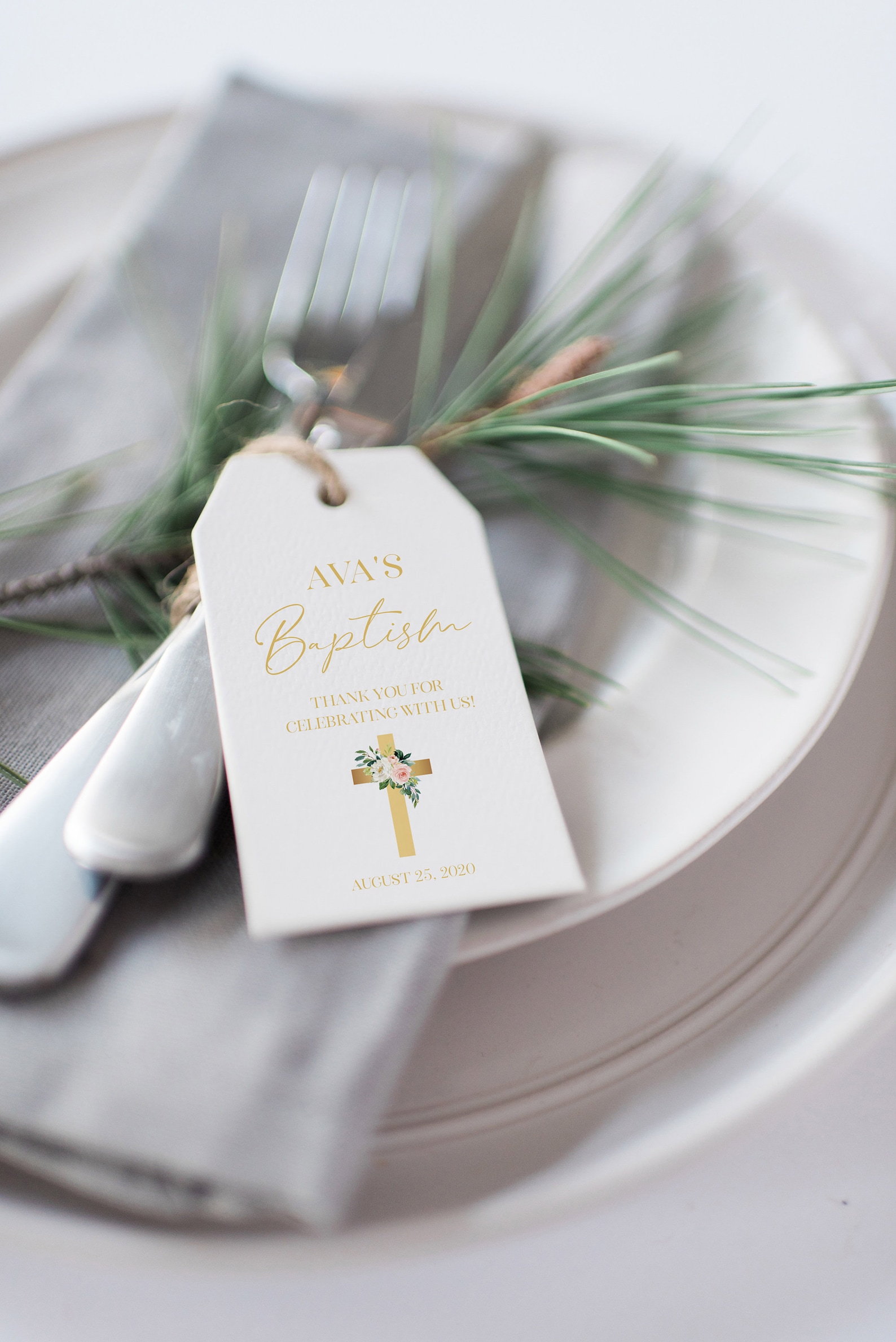 Baptism Sticker Template Printable Favor Tag Christening - Etsy