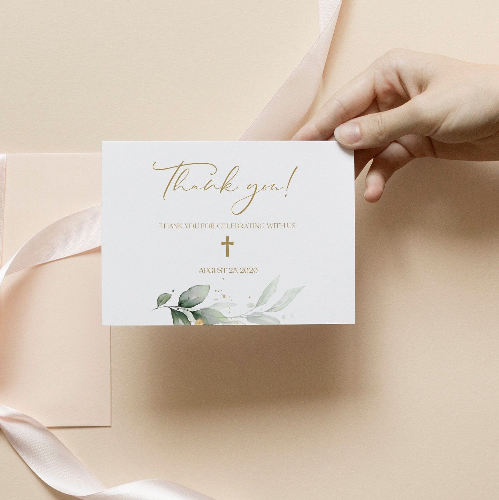 Baptism Thank You Card, Thank You Card Template, Thank You Template ...