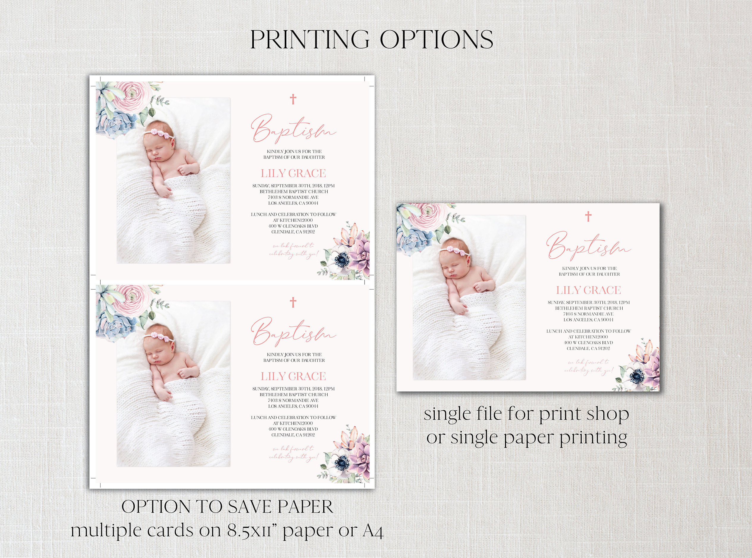 Christening Invitation Photo, Baptism Invitation With Photo, Baptism ...