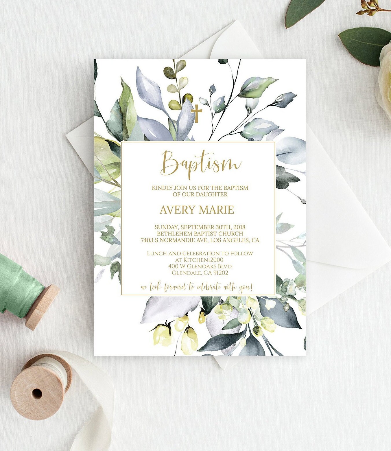 Baptism Invitation Girl Baptism Invitation Template | Etsy