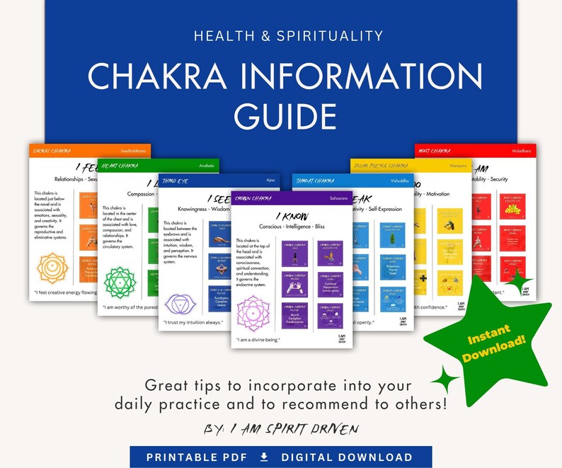 Chakras Guide, Chakras Cheat Sheets, Chakra Healing, Printable PDF and ...