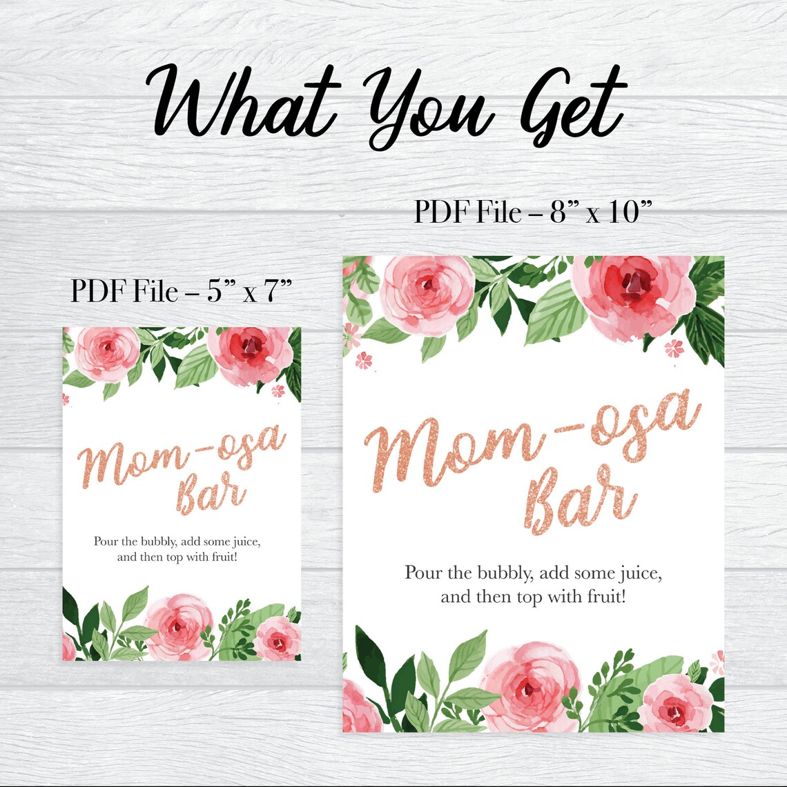 Rose Gold Momosa Bar Sign, Momosa Sign, Mimosa Bar, Momosa Printable ...