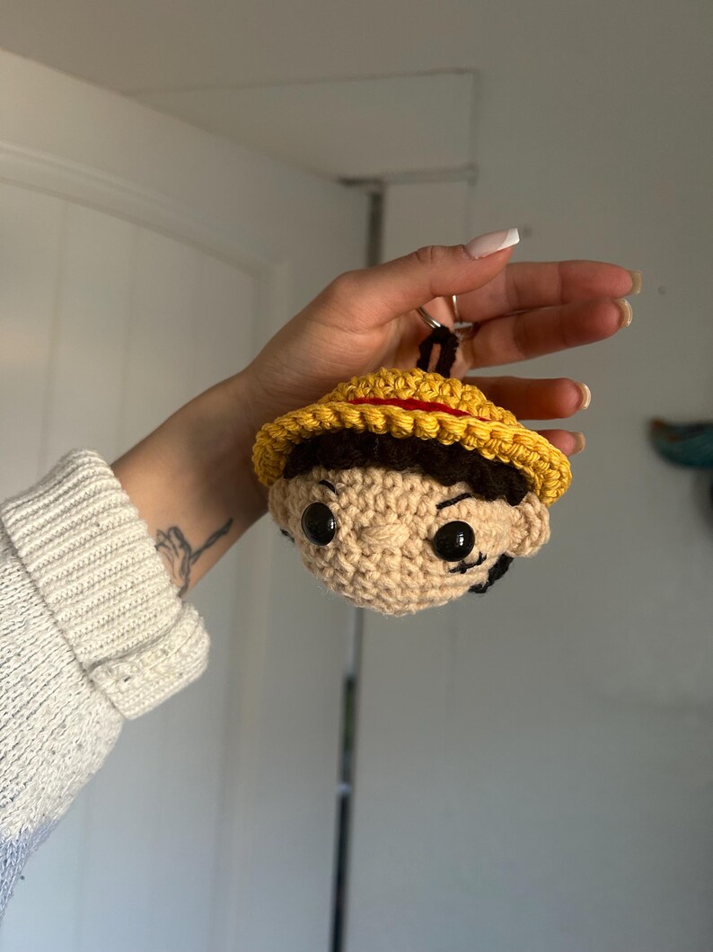 Crochet Handmade Monkey D. Luffy Anime Head Keychain - Etsy