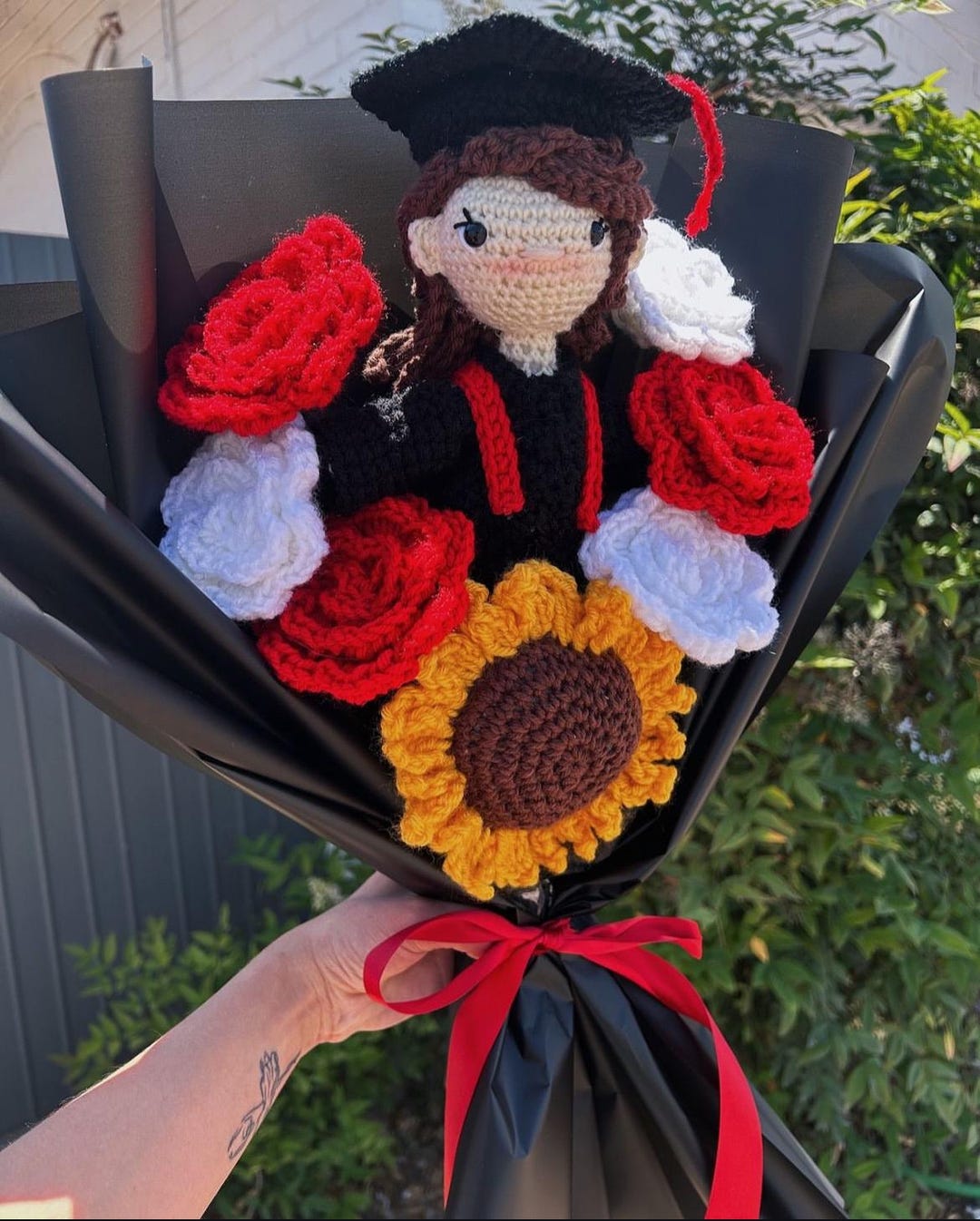Crochet Graduation Flower Bouquet With Doll - Etsy