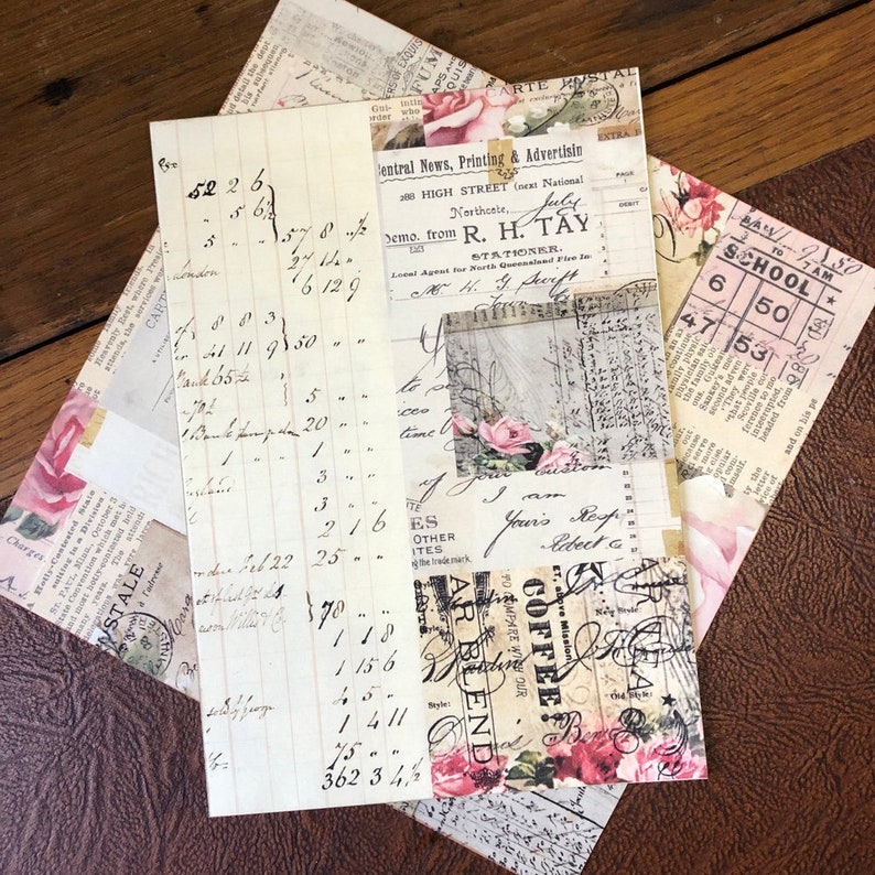 Printable Large Mix Size Junk Journal Papers / Shabby DIY Books Paper ...