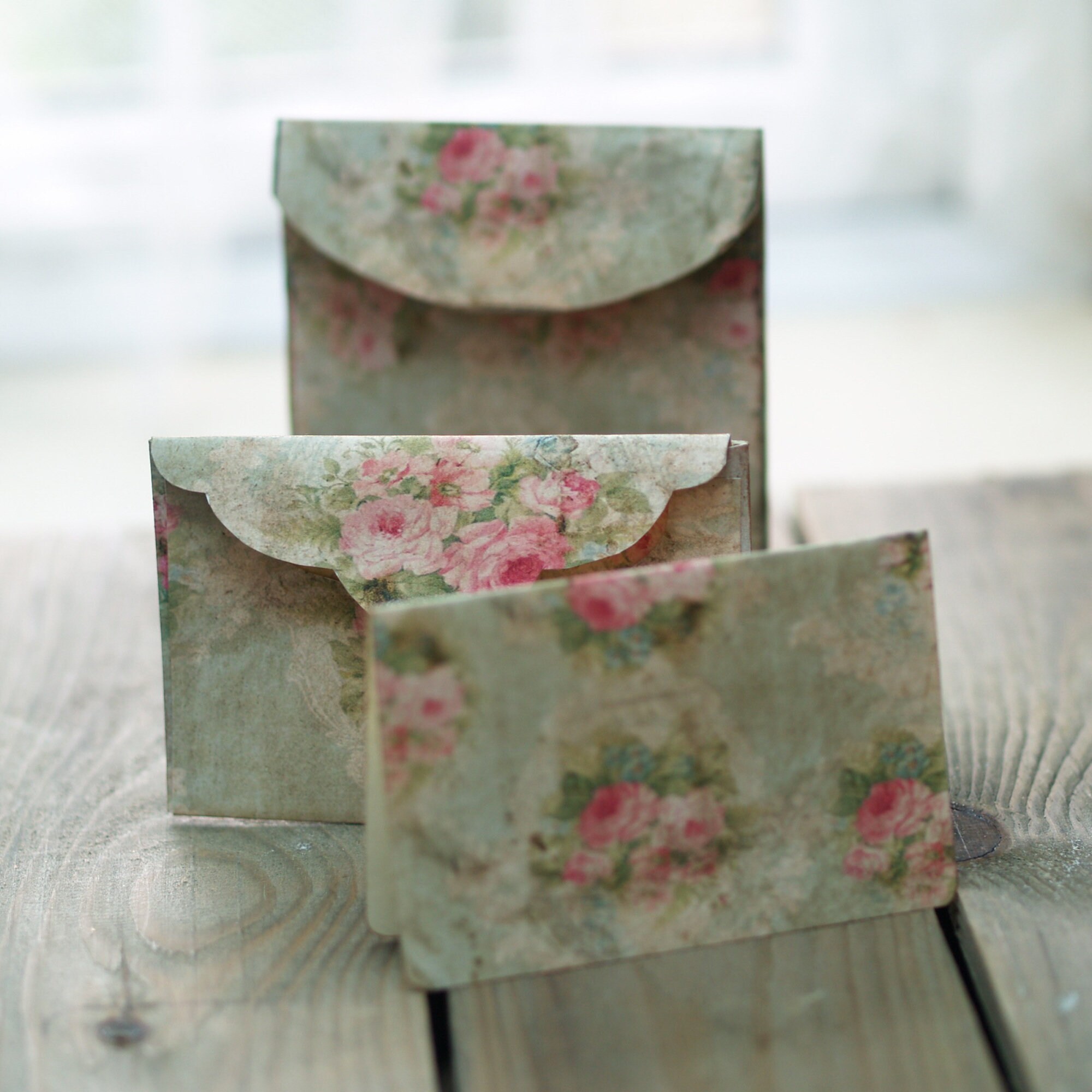 Printable Vintage Rose Envelope & Pouch Bag With Matching | Etsy