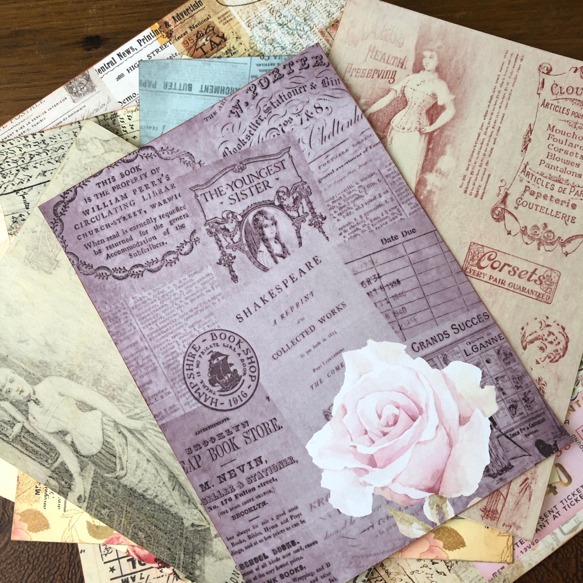 Printable Large Mix Size Junk Journal Papers / Shabby DIY Books Paper ...