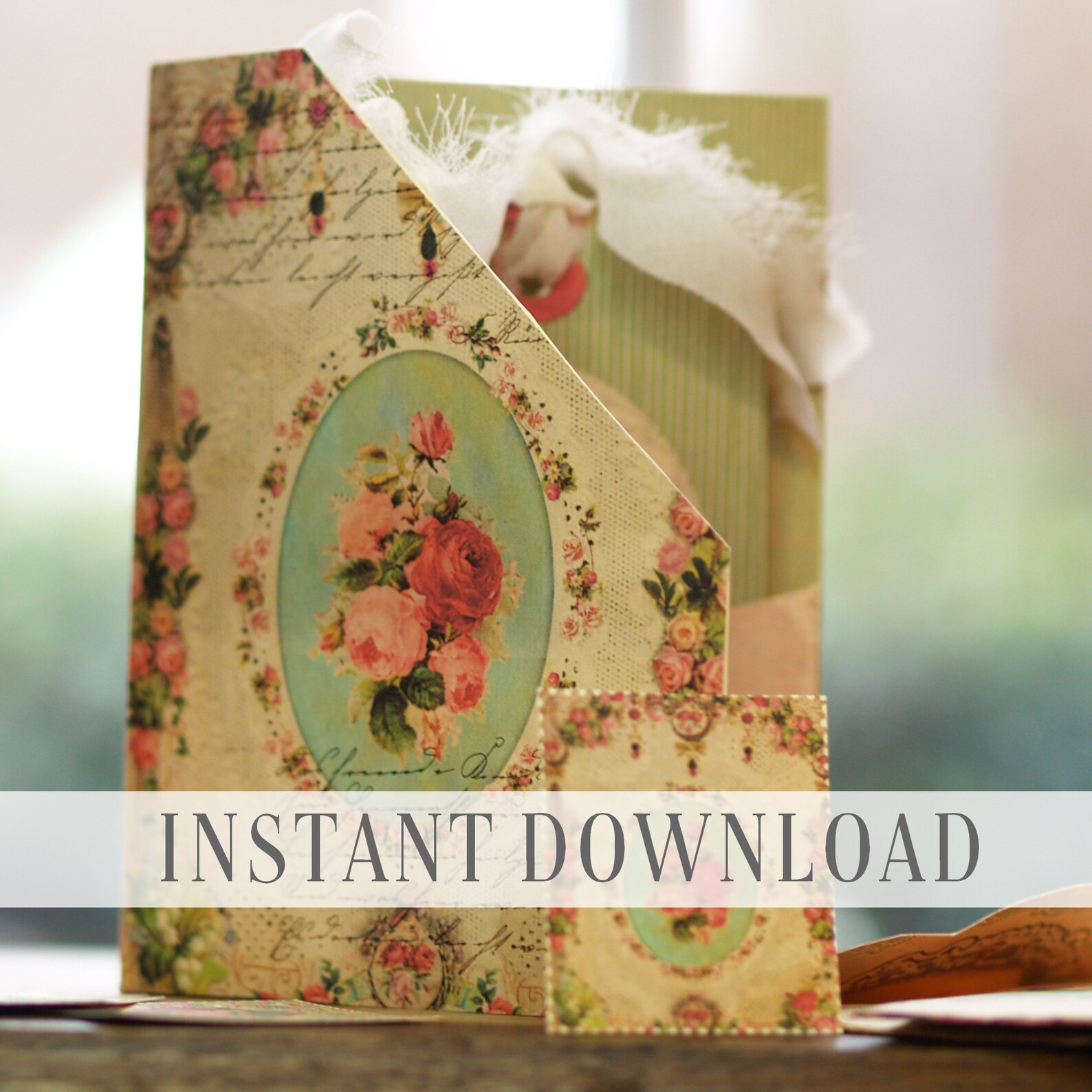 Printable Vintage Roses Folio Digital Kit / Ephemera, Shabby, Chic ...
