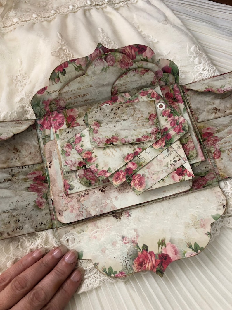 Vintage Roses Folio Folder Journal Wallet / Collage Sheets Digital ...