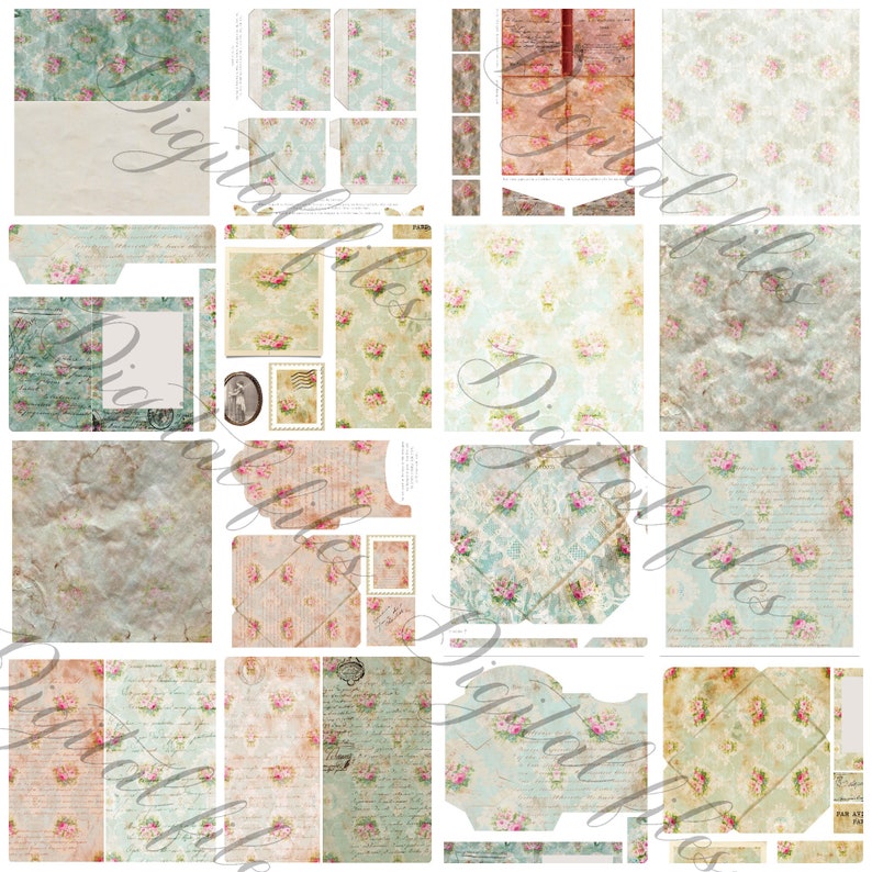 Printable Vintage Roses DIY Gift Box & Book / Digital Paper - Etsy