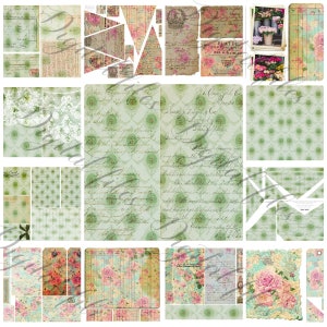 Tri Fold Folio Junk Journal / Vintage Letters and Roses Folder Design / Printable Digital Kit ...