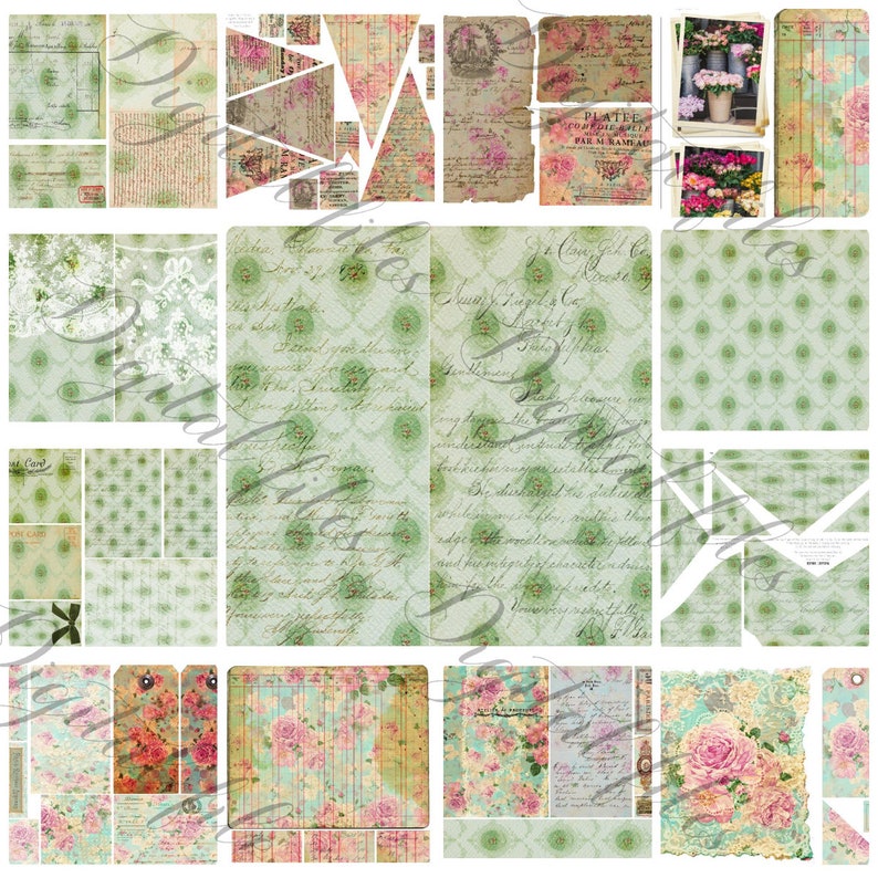 Tri Fold Folio Junk Journal Vintage Letters And Roses Folder - Etsy Uk