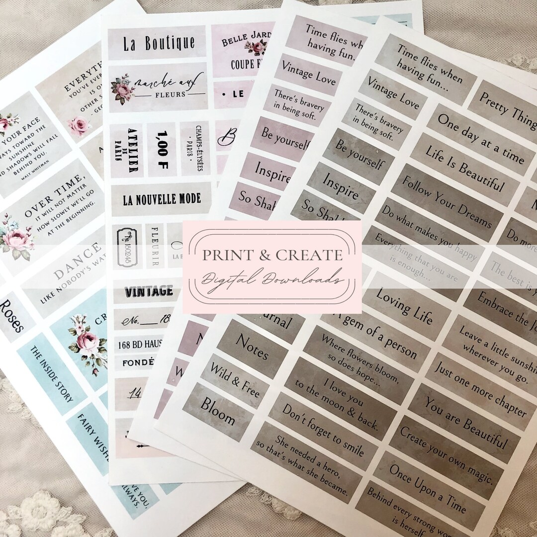 Journal Words, Inspirational Quotes, Printable Journaling Stickers ...