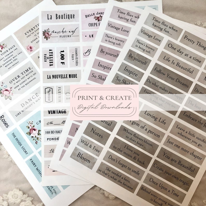 Journal Words, Inspirational Quotes, Printable Journaling Stickers ...