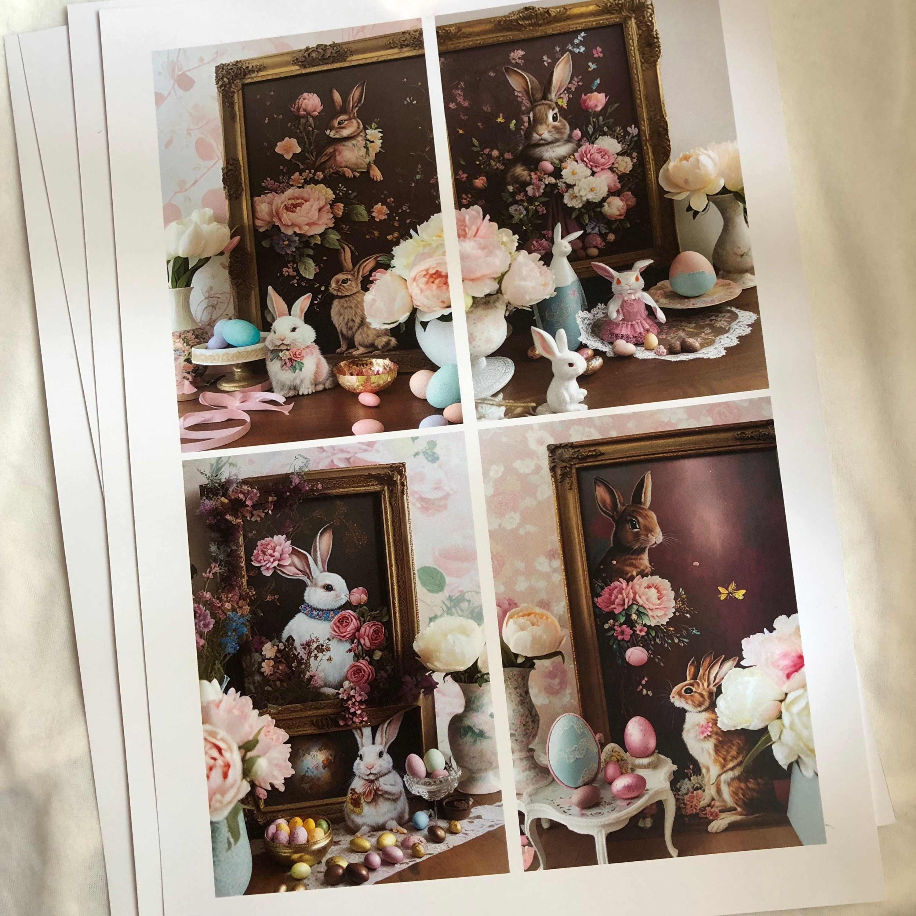 Printable Easter Rabbits ATC Cards / Digital Bunnies Collage Papers ...