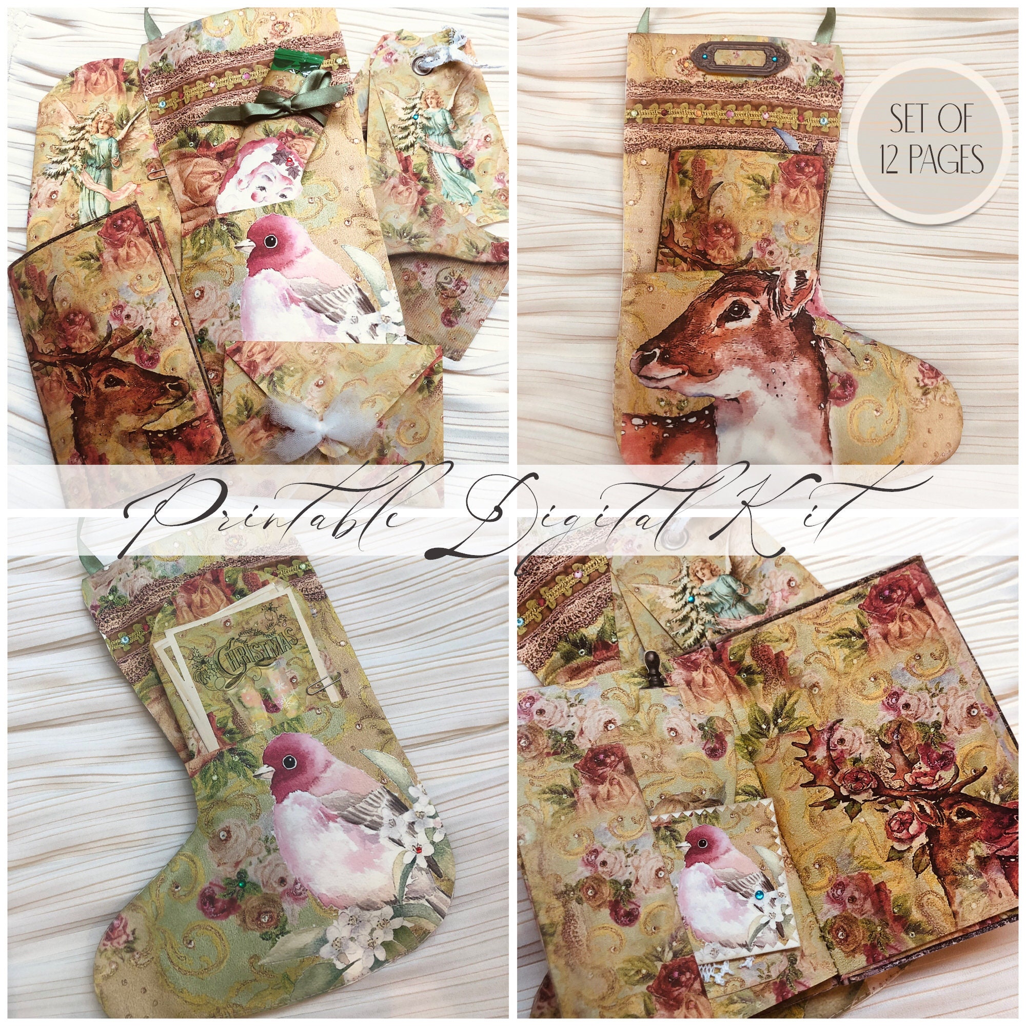 Vintage Christmas Stocking Crafting Kit / Shabby Pink - Etsy