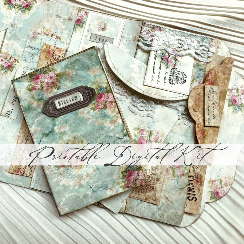 Vintage Roses Printable Folio & Book Set / Victorian, Shabby, DIY Book ...