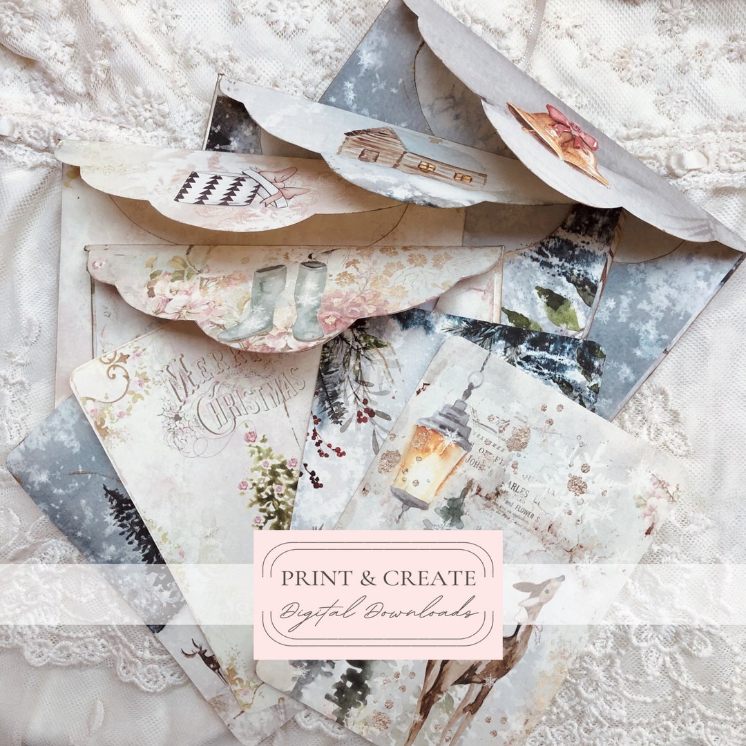 Printable Christmas Cards & Envelopes Woodland Greeting Cards Set 4 ...