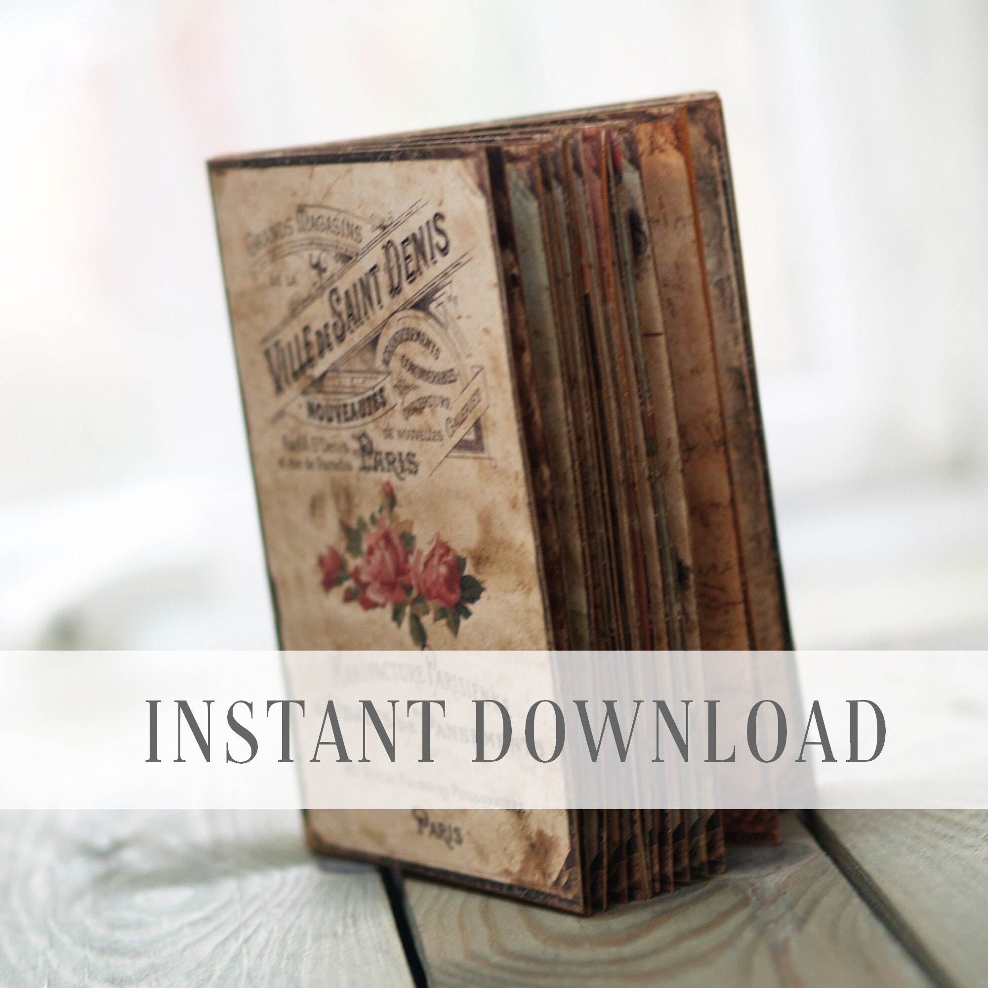 DIY Vintage Book Junk Journal Pages Instant Download Digital - Etsy