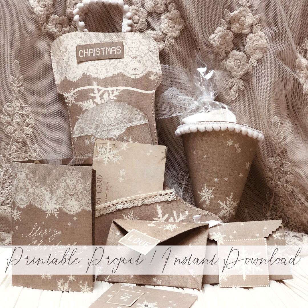 Printable Rustic Christmas Stocking Crafting Kit / Shabby, Holiday ...