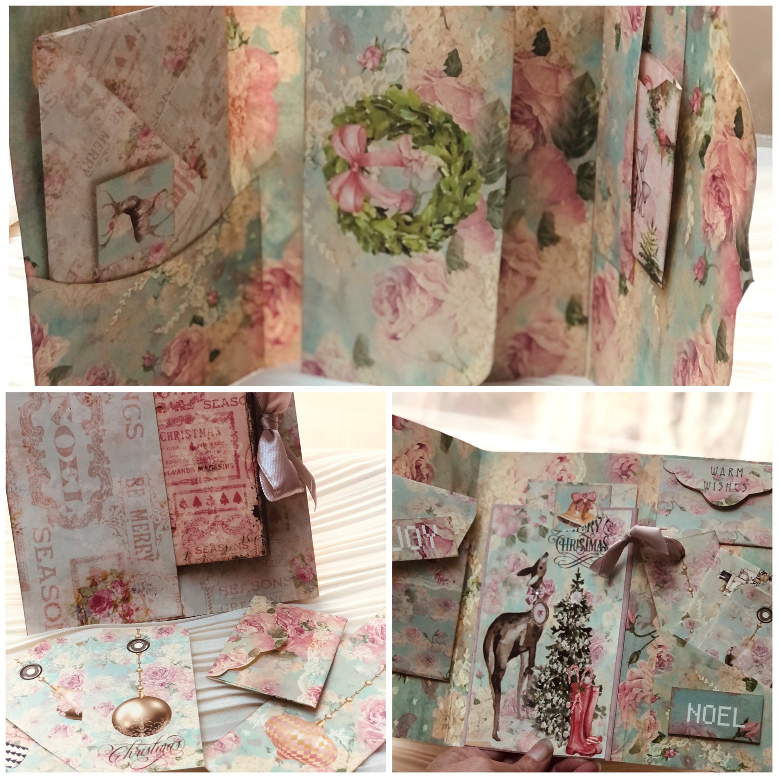 Christmas Trio Fold Folio Printable Crafting Kit / Shabby - Etsy