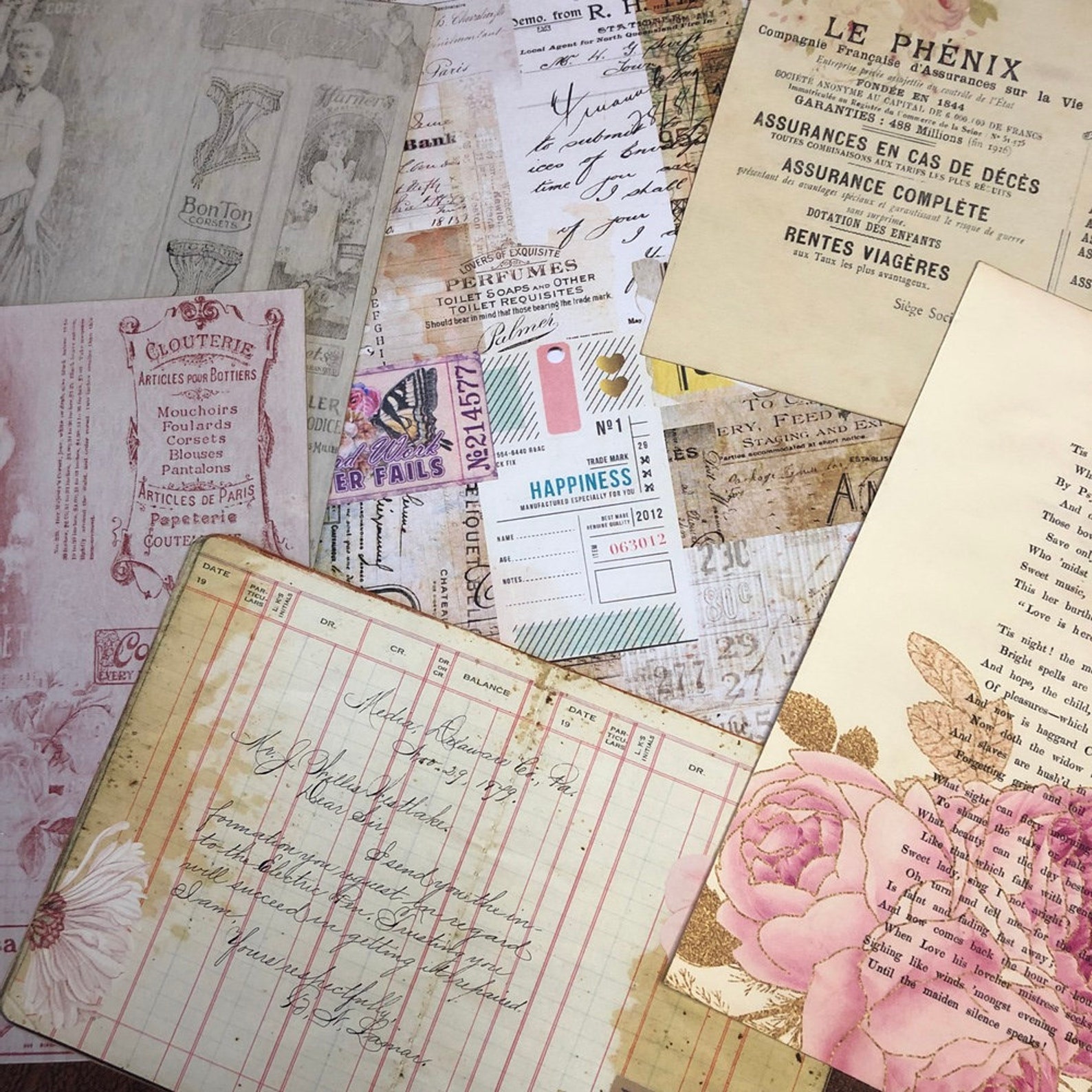 Printable Large Mix Size Junk Journal Papers / Shabby DIY Books Paper ...