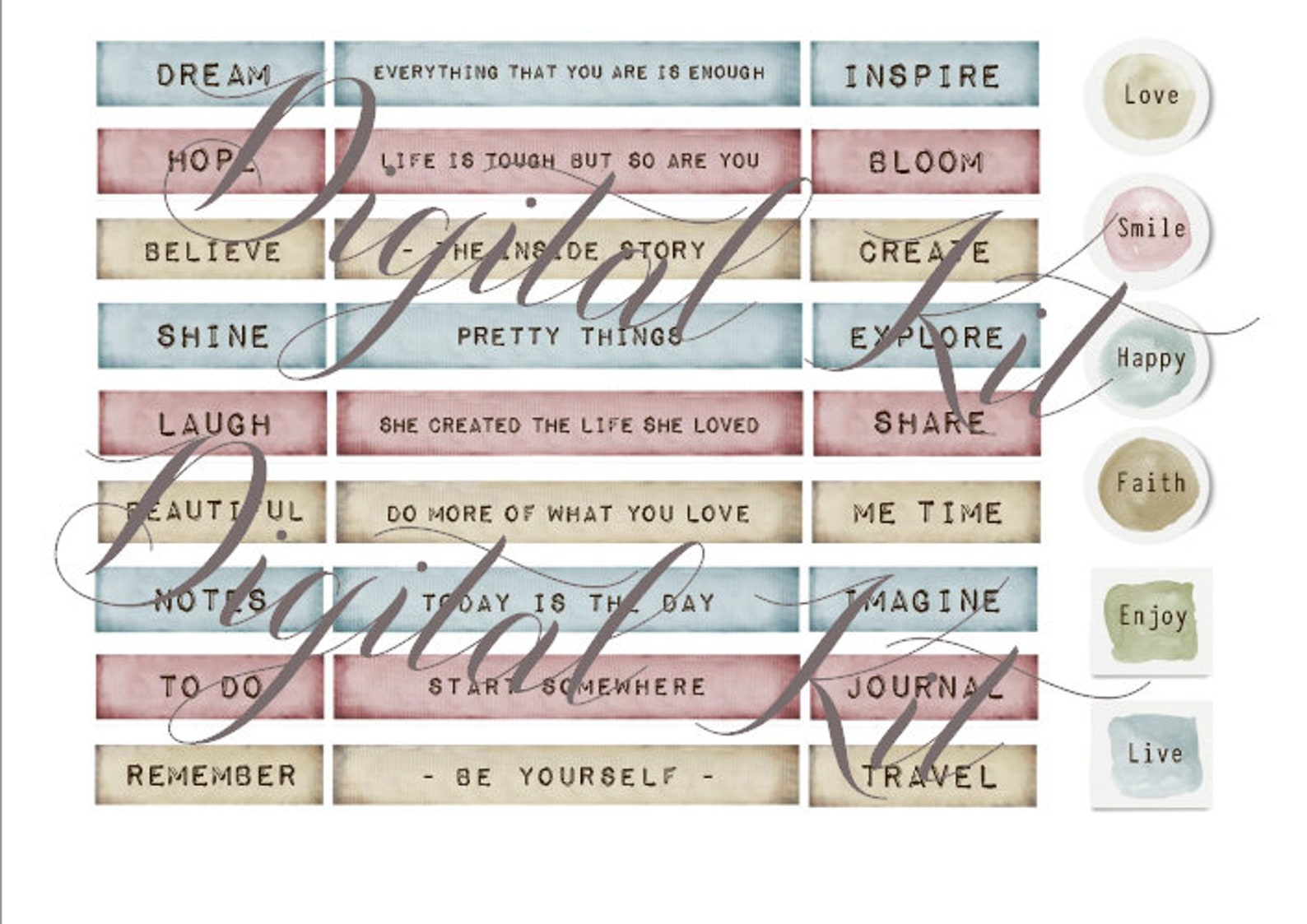 Journal Words Inspirational Quotes Printable Ephemera - Etsy