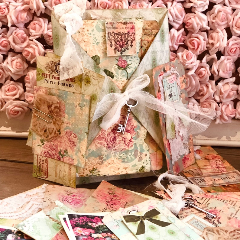 Tri Fold Folio Junk Journal / Vintage Letters and Roses Folder - Etsy UK
