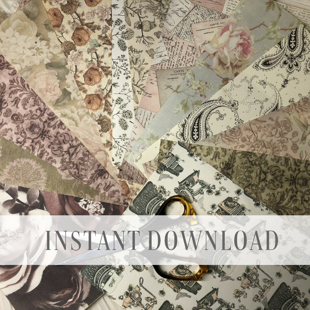 Printable Mix Pattern Junk Journal Papers / Large Pages / Vintage DIY ...