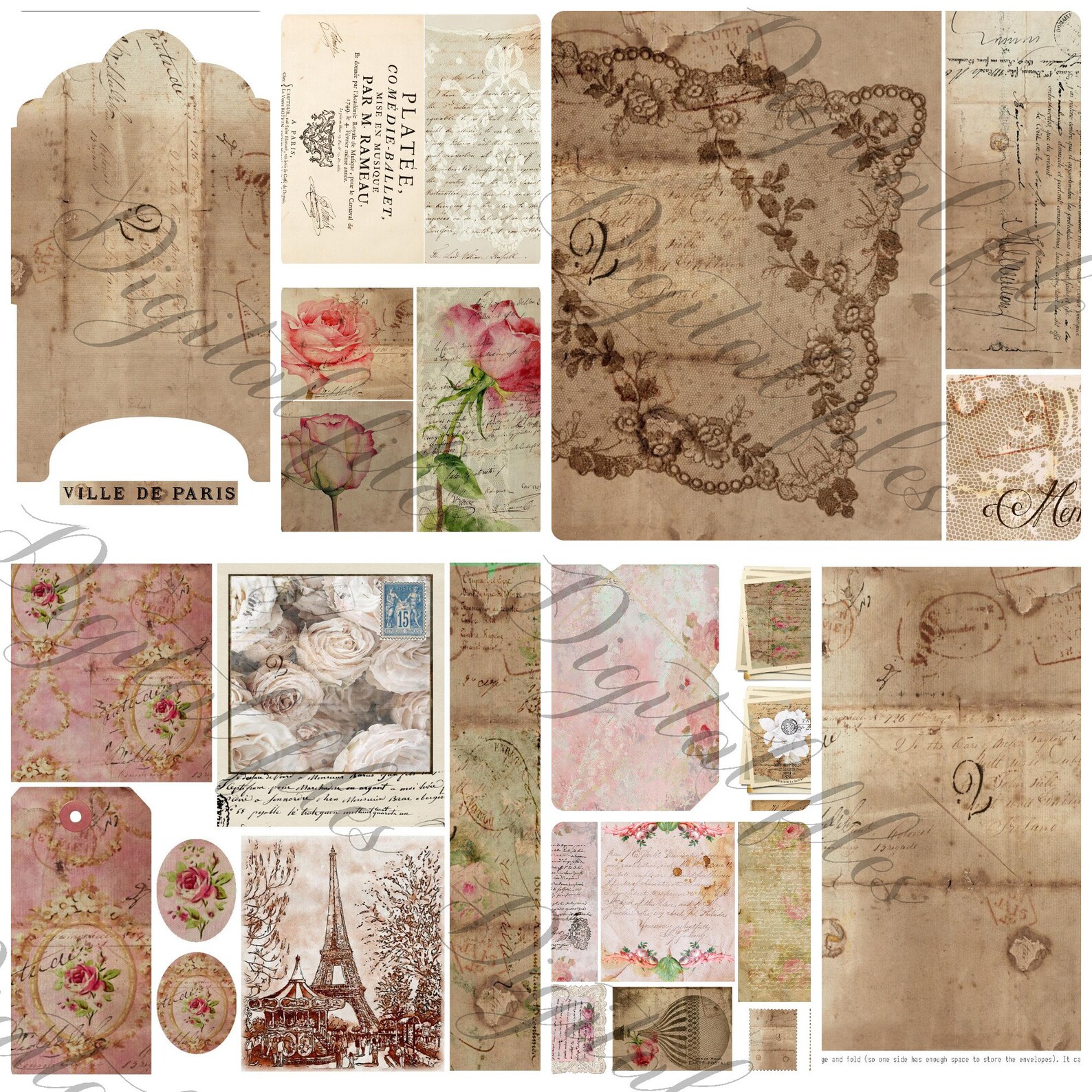 Junk Journaling Printable Digital Kit / Vintage Papers and Ephemera ...