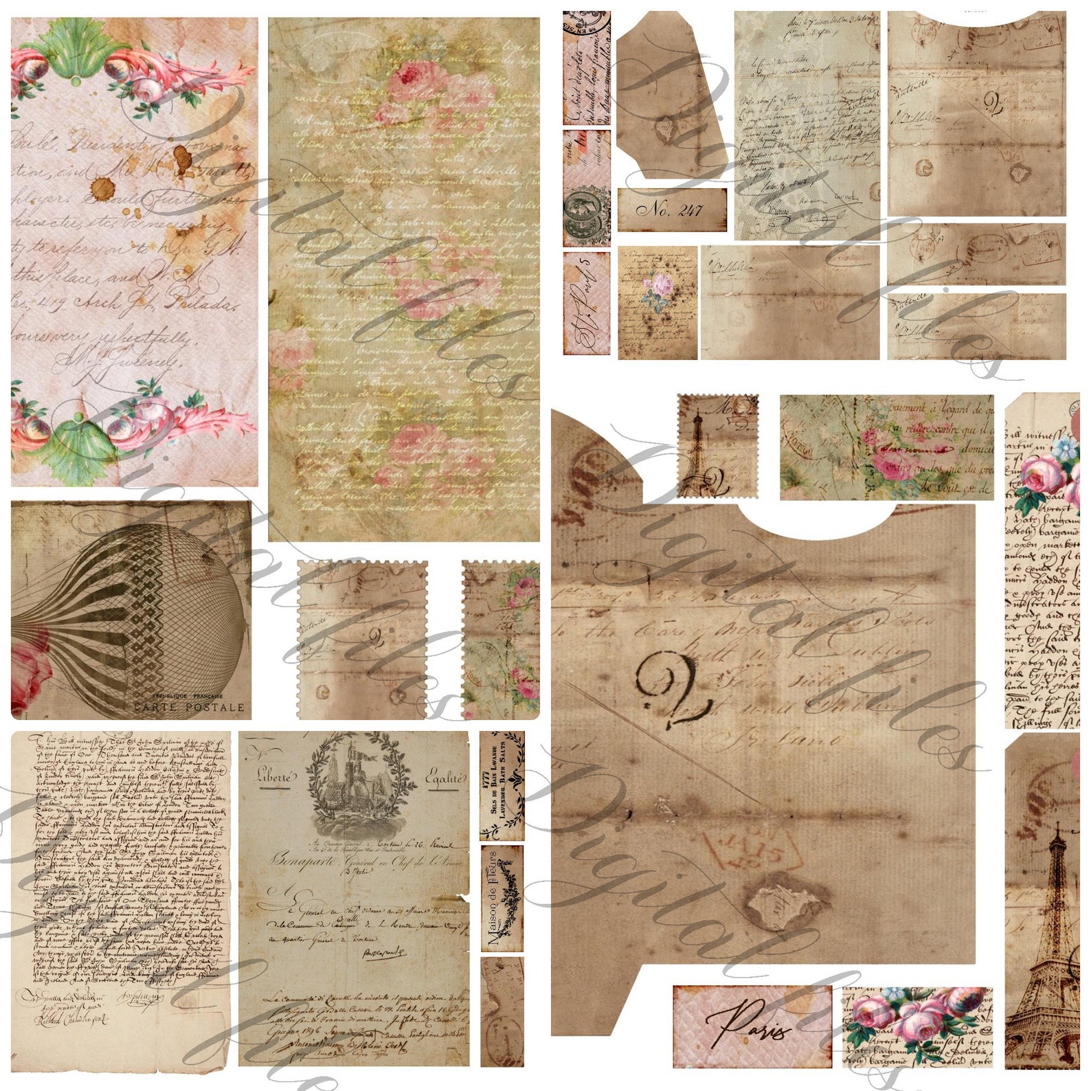 Junk Journaling Printable Digital Kit / Vintage Papers and - Etsy