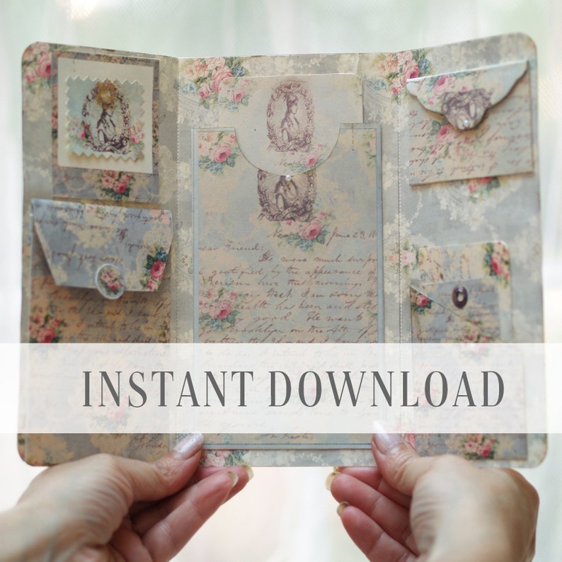 Old Vintage Roses and Letters Journal Folder / Collage Sheets | Etsy