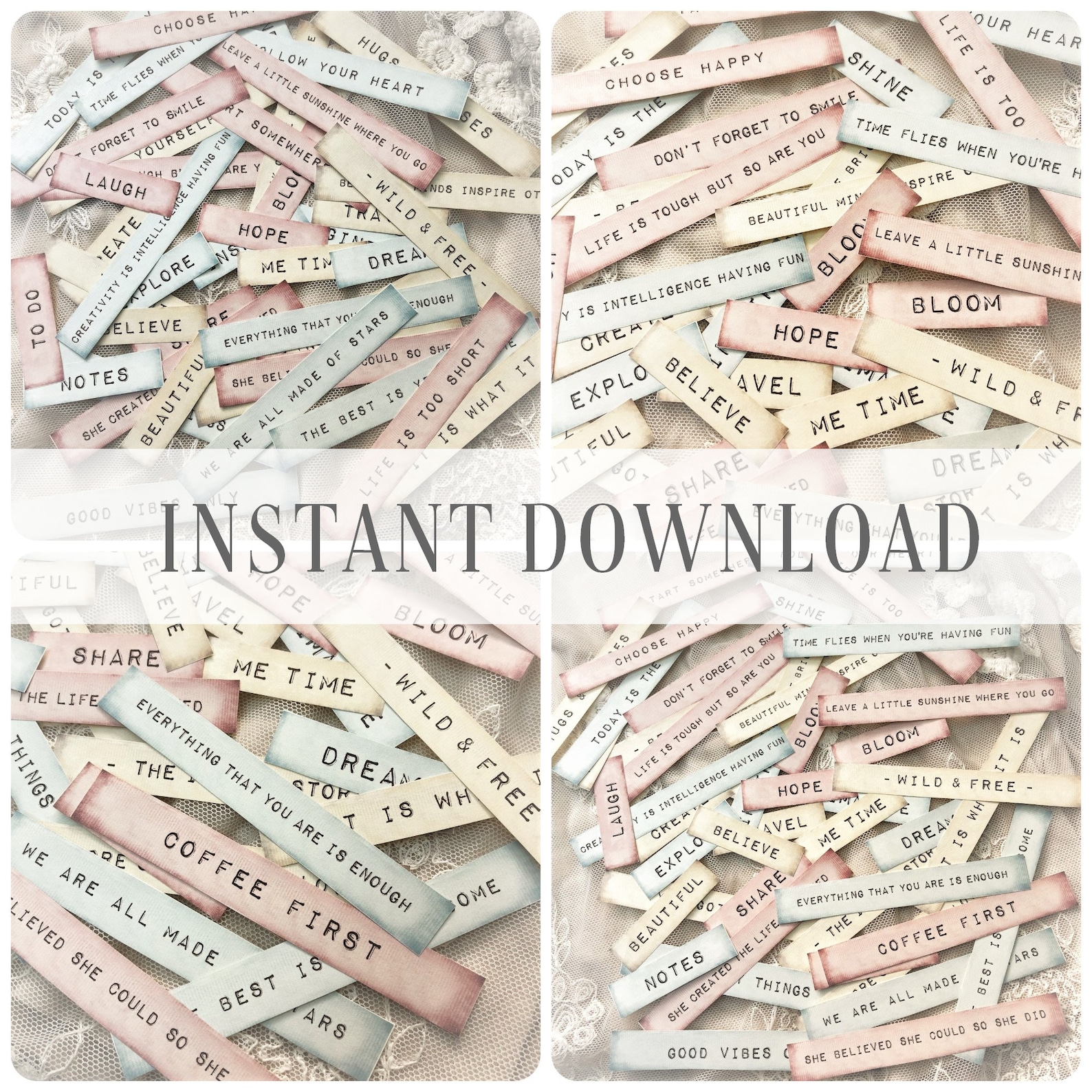 Journal Words Inspirational Quotes Printable Ephemera - Etsy