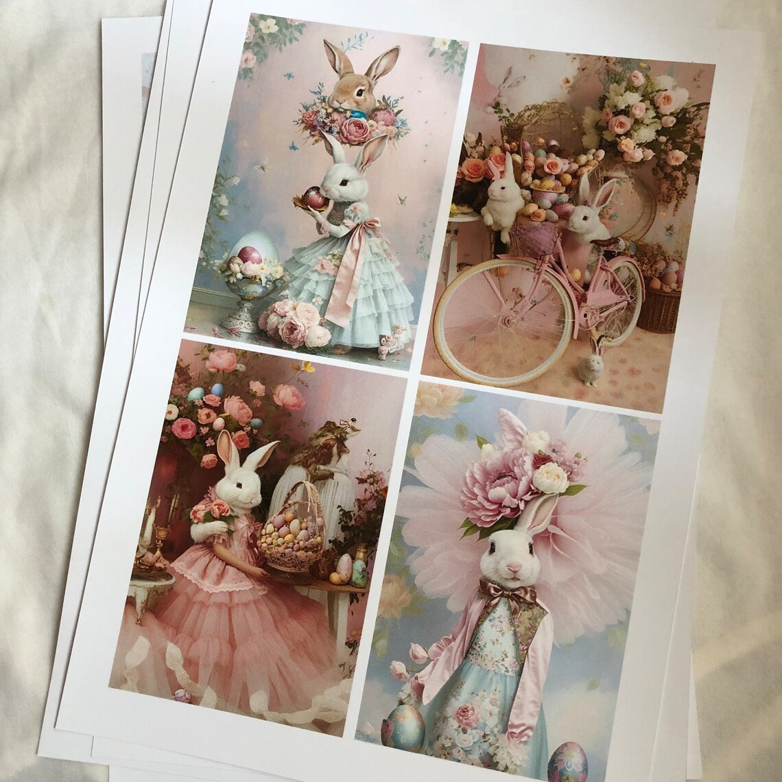 Printable Easter Rabbits ATC Cards / Digital Bunnies Collage Papers ...
