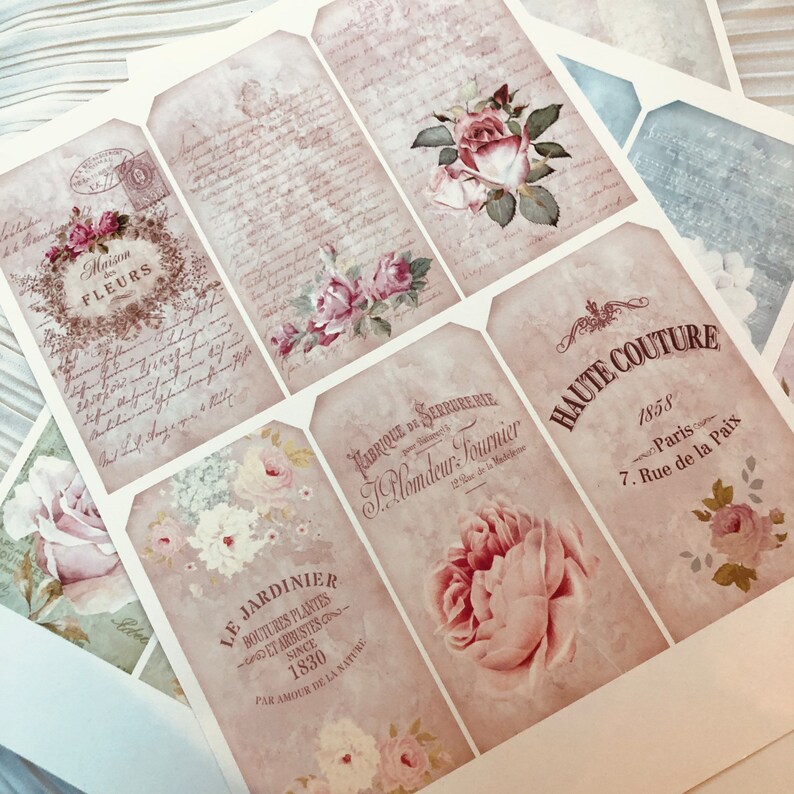 Printable Vintage Roses Tags / Shabby Gift Labels / Instant - Etsy