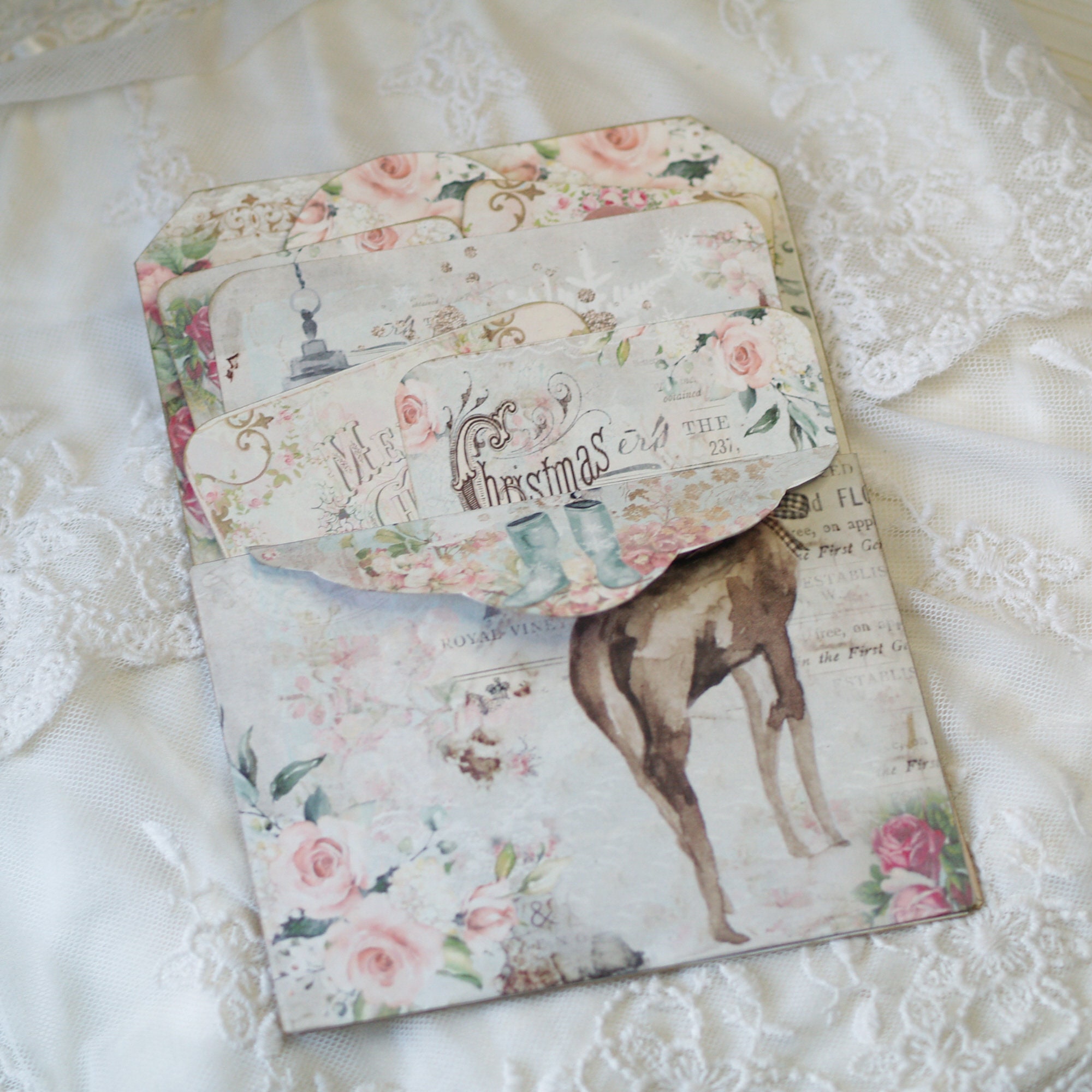Printable Christmas Folio Folder / Seasonal Wallet Journal / Shabby ...