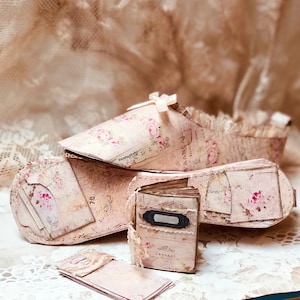 Paper Ballet Shoes Pattern Printable Project / Shabby Pink Chic Roses ...