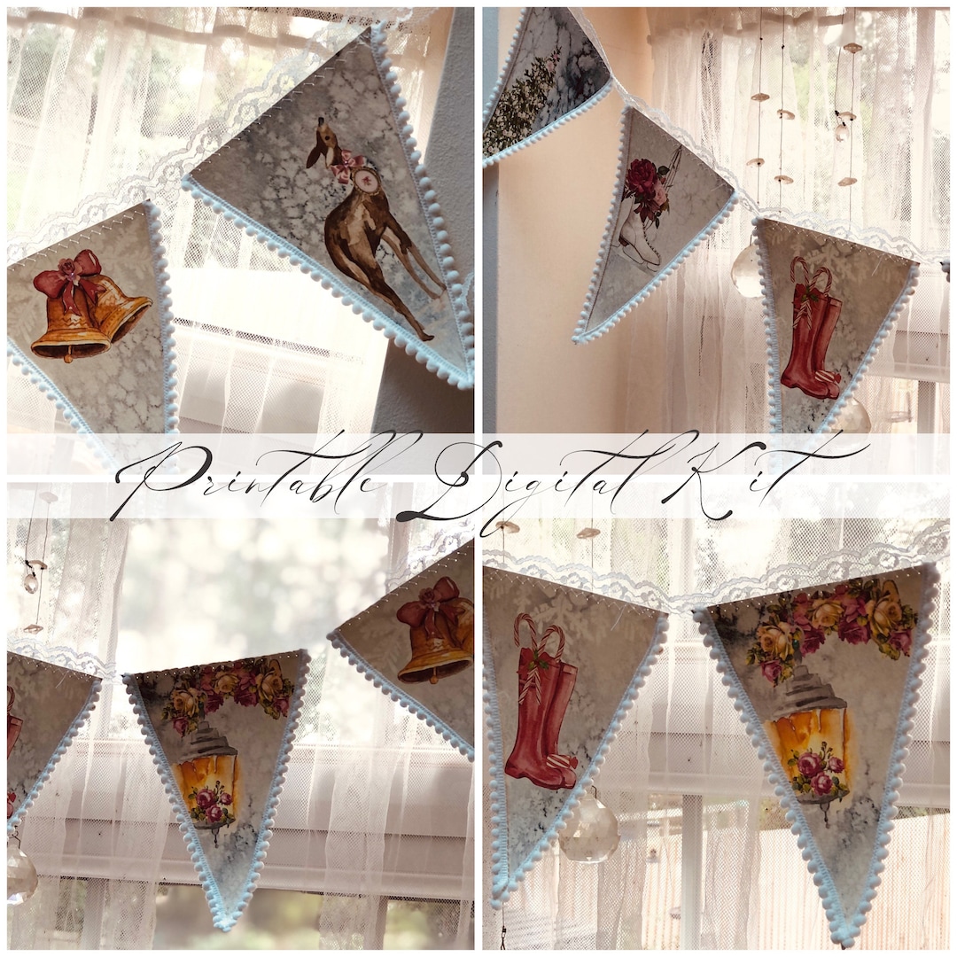 Printable Christmas Garland Decoration / XMAS Bunting / Holiday ...