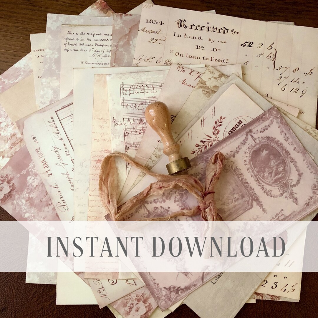 Printable Large Junk Journal Old Papers Mix / Vintage DIY Collage Paper ...